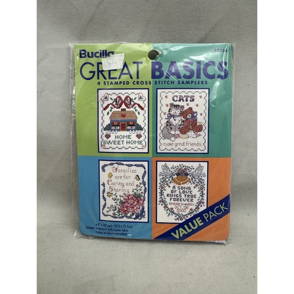 Bucilla | Art | Bucilla Great Basics 4 Stamped Cross Stitch Samplers 8x ...
